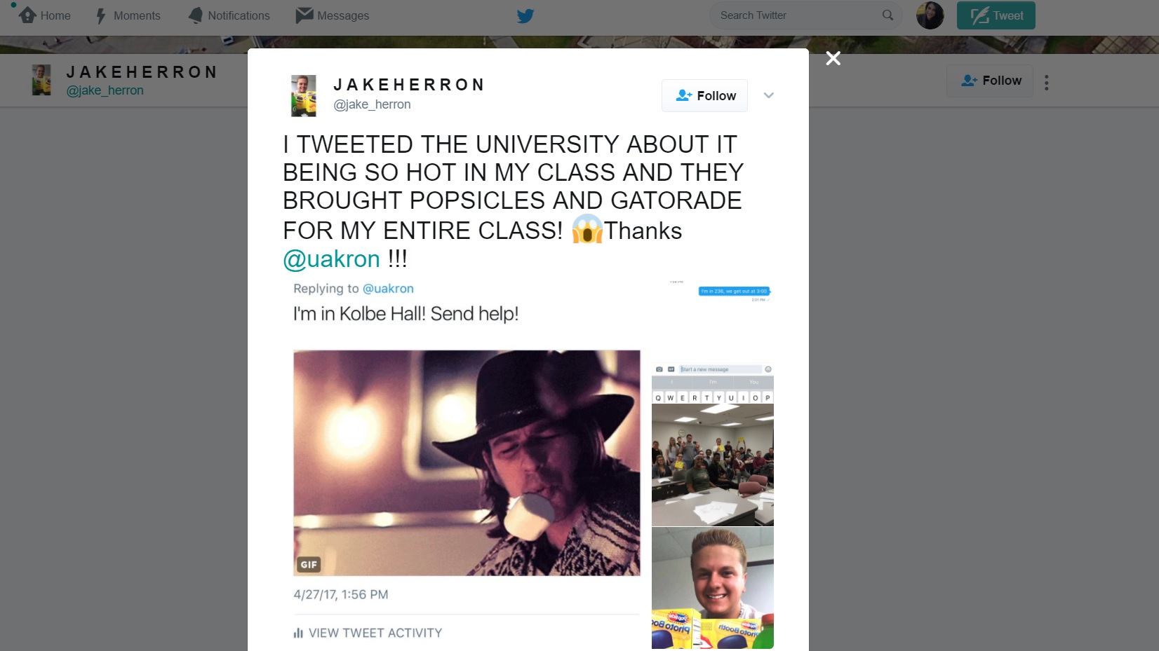 University of Akron student's tweet earns his class free popsicles ...